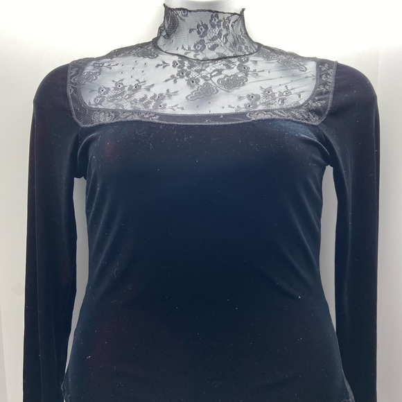 Tops | Vintage Velvet Lace Top | Poshmark